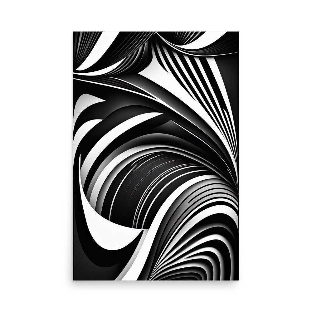 Modern Geometric Abstract Line Art - Black and White Photo Paper Poster ...