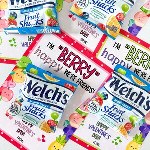 Fruit Snack Valentine Printable: Berry Friends Gift Tag (PDF) - Etsy