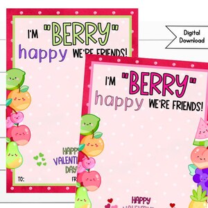 Fruit Snack Valentine Printable: Berry Friends Gift Tag (PDF) - Etsy