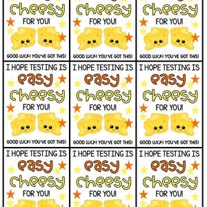 Cheesy Testing Day Gift Tags: Printable Snack Tags (digital Download ...