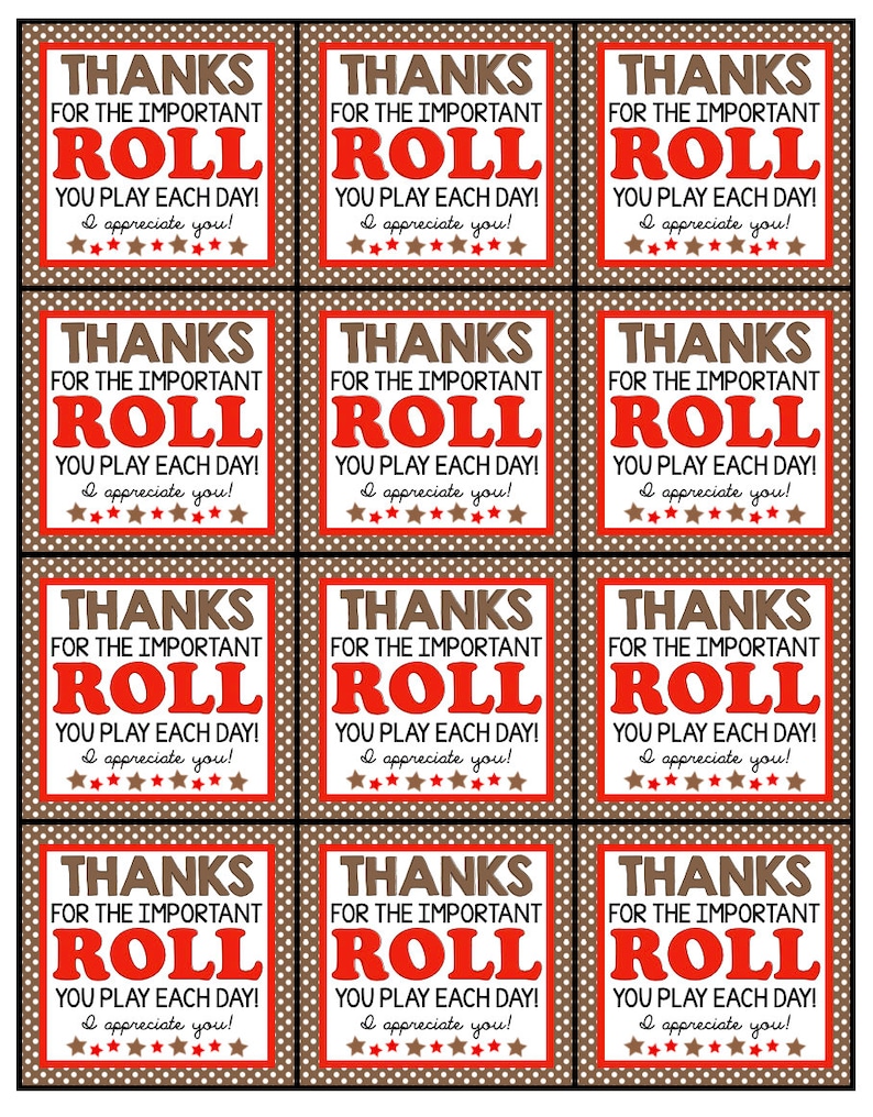 Employee Appreciation Tootsie Roll Tag, Thanks for the Important Roll ...