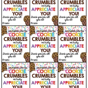 Teacher Appreciation Cookie Tags: 'no Matter How the Cookie Crumbles ...