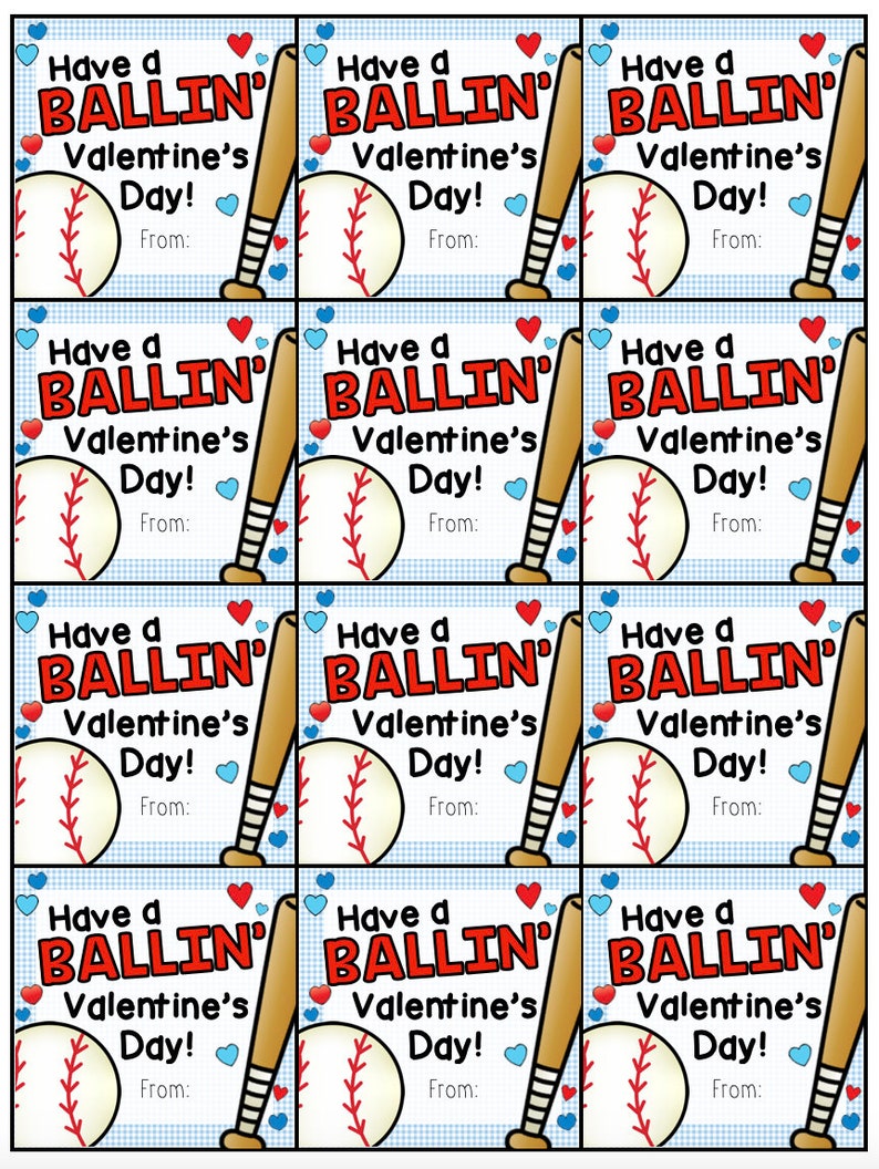 Baseball Valentine Printable: Sports Exchange Tag (digital Download) - Etsy