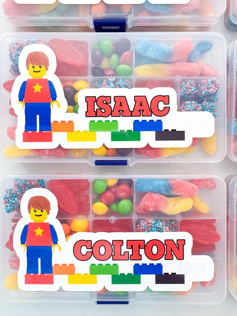Personalized Candy Party Favor, Travel Snack Box, Lego Birthday Gift - Etsy