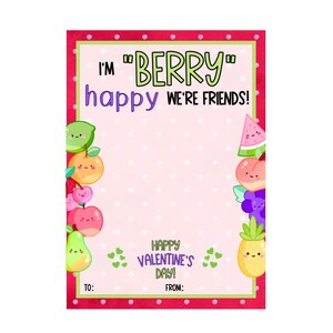 Fruit Snack Valentine Printable: Berry Friends Gift Tag (PDF) - Etsy