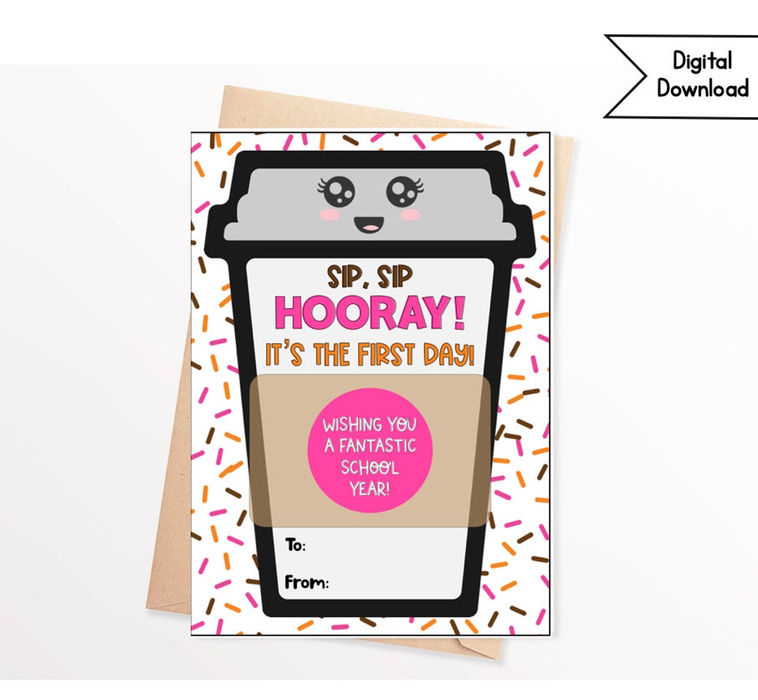 Back to School Teacher Coffee Gift Card Holder, Sip Sip Hooray Its the ...