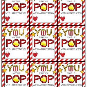 Teacher Appreciation Popcorn Gift Tag: 'you Make Us Pop' (digital ...