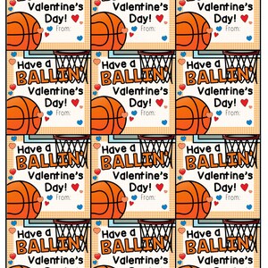 Basketball Valentine Printable: Sports Exchange Tag (digital Download ...