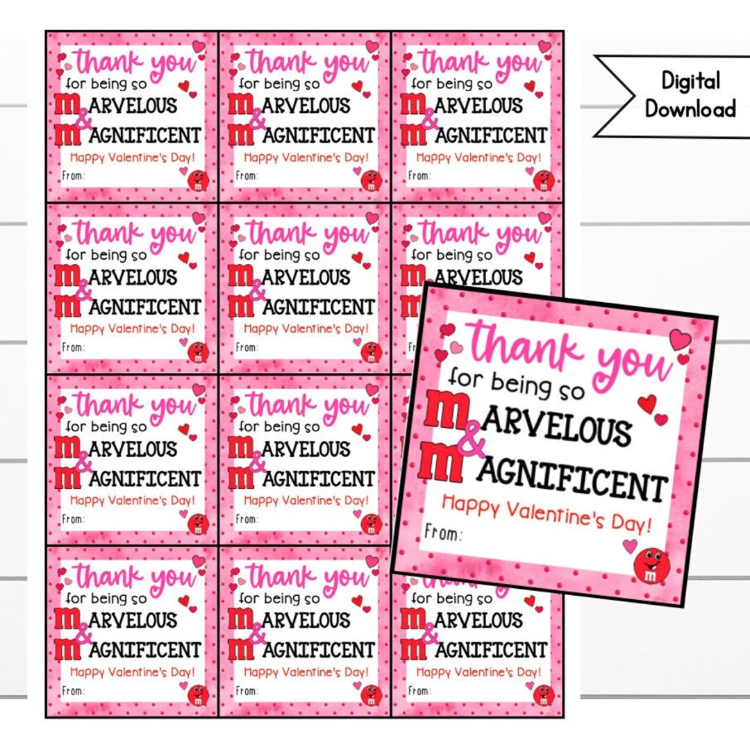M&M Valentine Gift Tag: Printable Appreciation Cards (digital Download ...