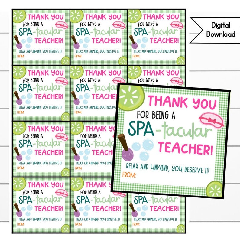 Spa-tacular Teacher Gift Tag, Thank You Printable (digital Download) - Etsy