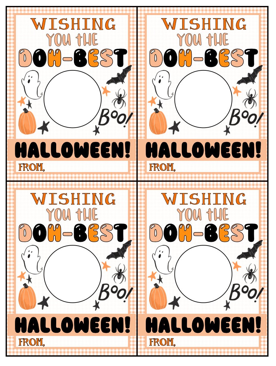 Halloween Playdoh Gift Tag: Printable Class Exchange (digital Download ...