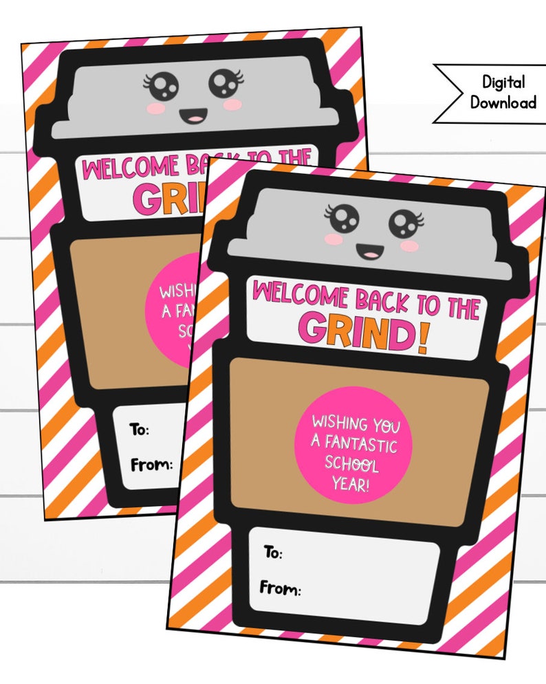 Teacher Coffee Gift Card Holder: Welcome Back to the Grind (digital ...