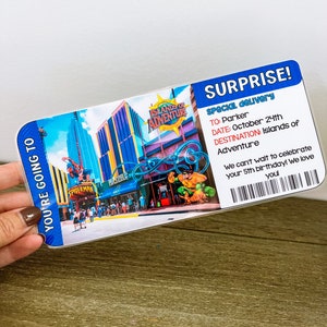 Personalized Surprise Vacation Ticket to Universal/islands (digital ...