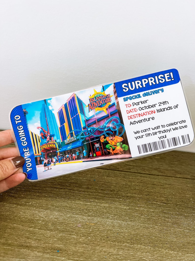 Personalized Surprise Vacation Ticket to Universal/islands (digital ...