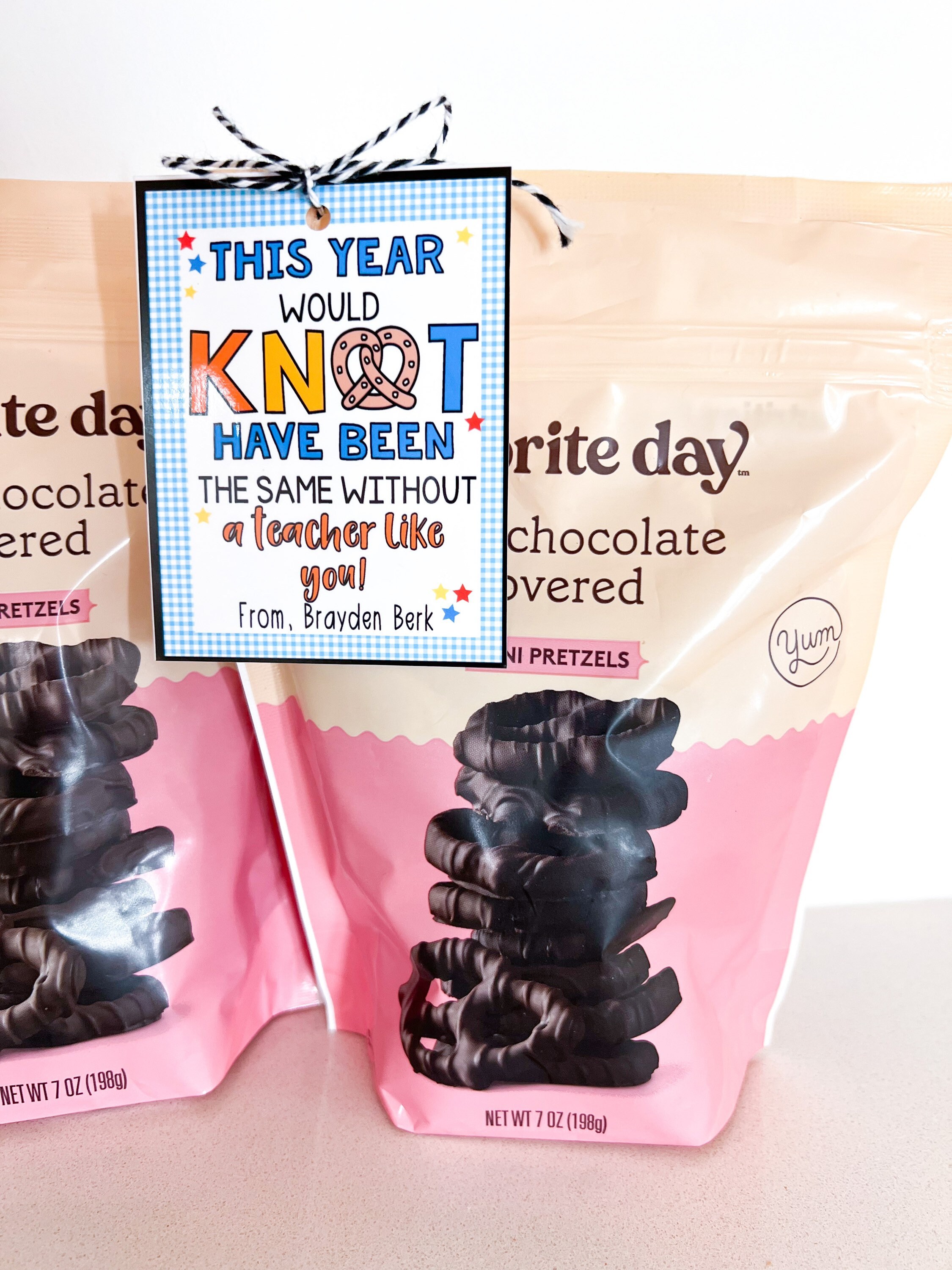 Teacher Appreciation Pretzel Gift Tag: 'KNOT' Thank You (digital ...