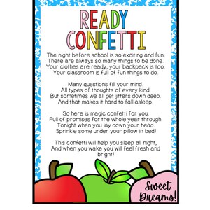 Digital Ready Confetti, Night Before School, First Day of School Tag ...