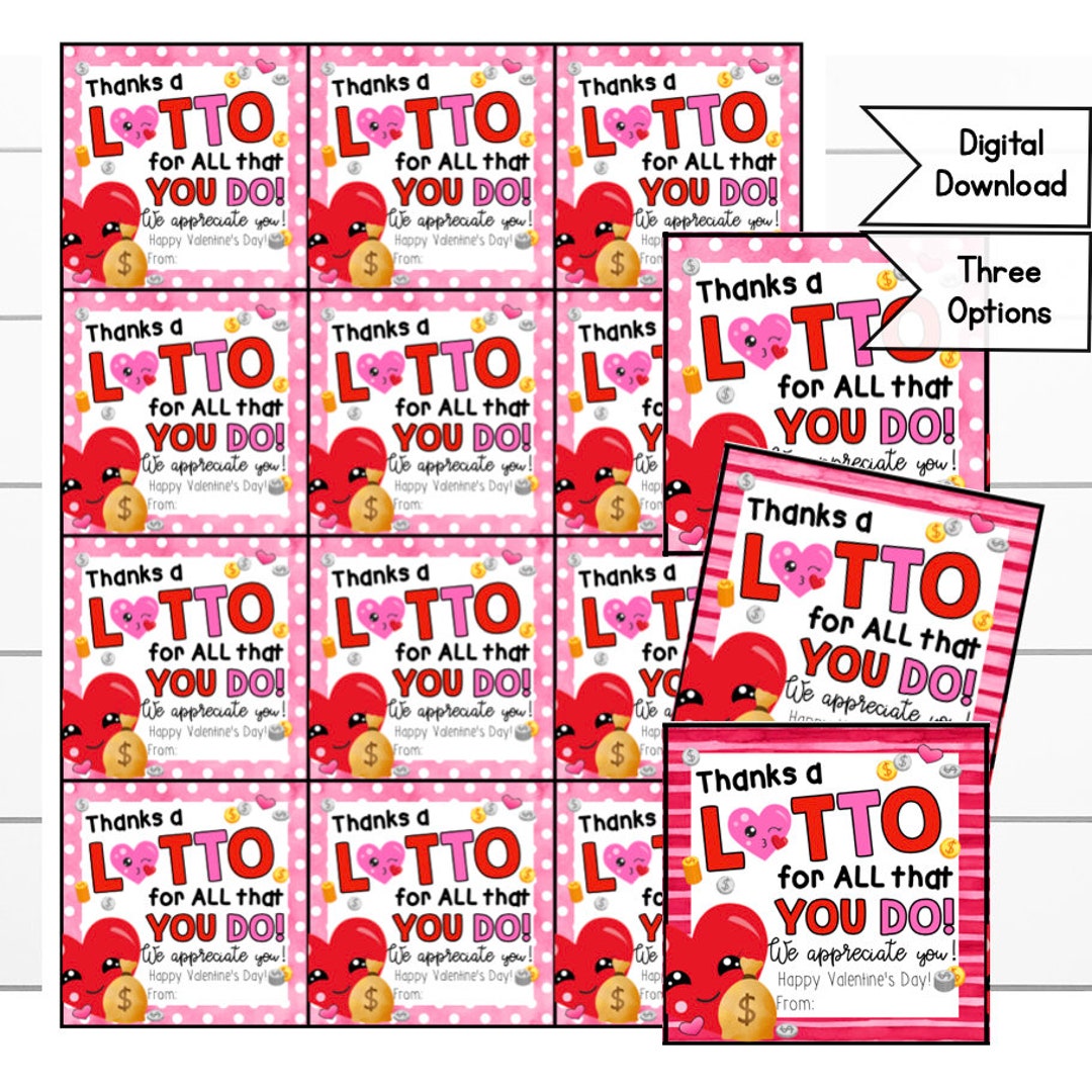 Valentine Lotto Gift Card Holder, Appreciation Lottery Printable ...