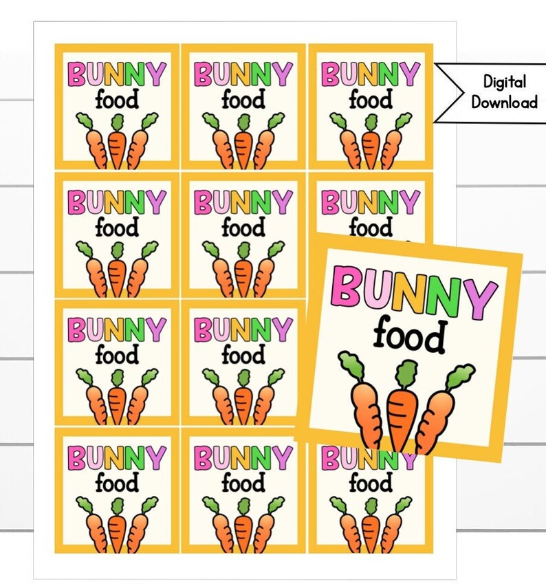 Easter Bunny Food Treat Gift Tag Digital Download Printable - Etsy