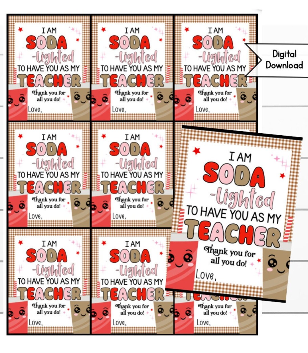 Teacher Appreciation Soda Tag, Staff Thank You, Diet Coke, Dr Pepper ...