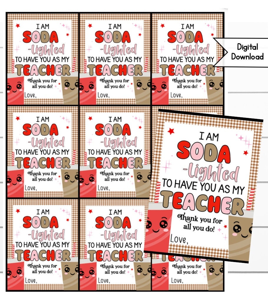 Teacher Appreciation Soda Tag Staff Thank You Diet Coke Dr - Etsy