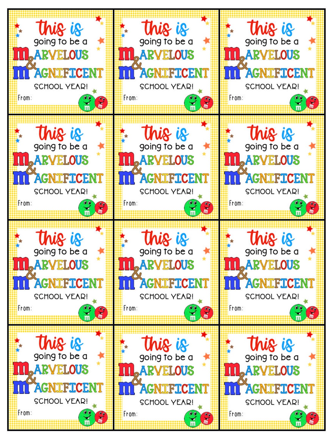 Back to School M and M Chocolate Sweets Gift Tag, This is Going to Be a ...