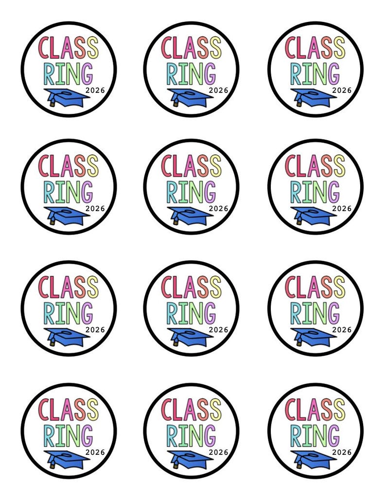 Class Ring Stickers: Graduation Favor Tags (digital Download) - Etsy