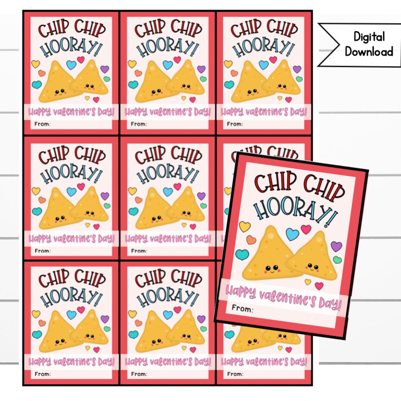 Valentine Chips Gift Tag: Printable Classroom Exchange (digital ...