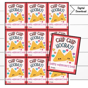 Valentine Chips Class Gift, Printable, Preschool Gift, Kindergarten ...