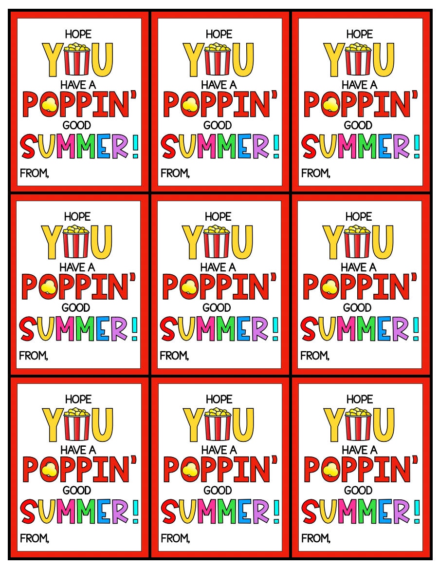 Poppin' Good Summer Gift Tag: Student End of Year Printable (digital ...
