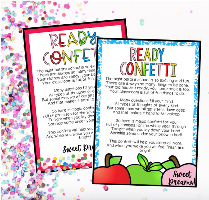 Digital Ready Confetti Night Before School First Day of - Etsy