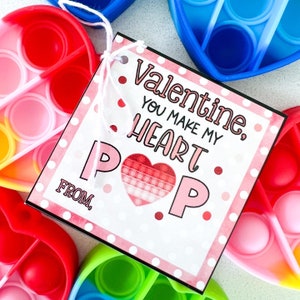 Pop Its Class Gift Valentine, Push Pop Printable, Preschool Gift ...