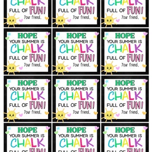 Chalk Summer End of the Year Party Gift, Party Favor Printable ...