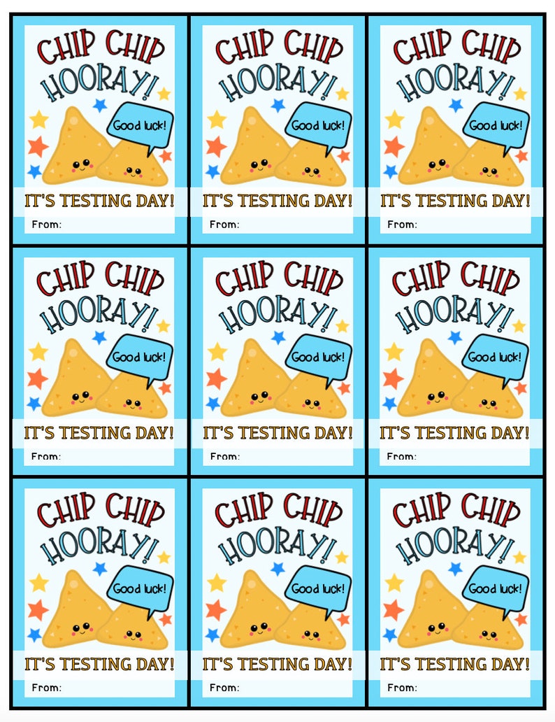 Testing Day Chip Bag Tags: Printable Student Gift (digital Download) - Etsy