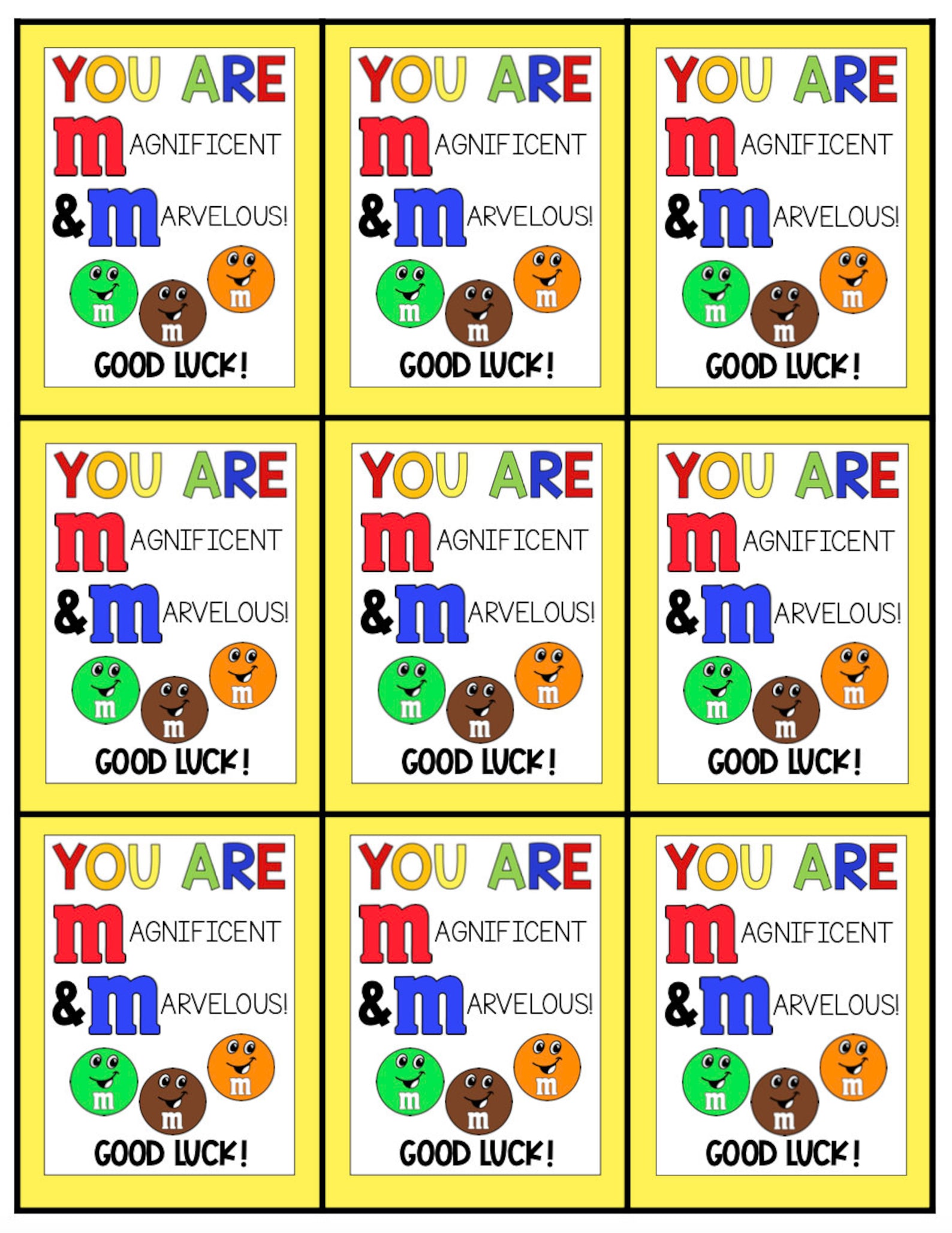Testing Day M&M Printable Tags Digital Downloads Testing - Etsy