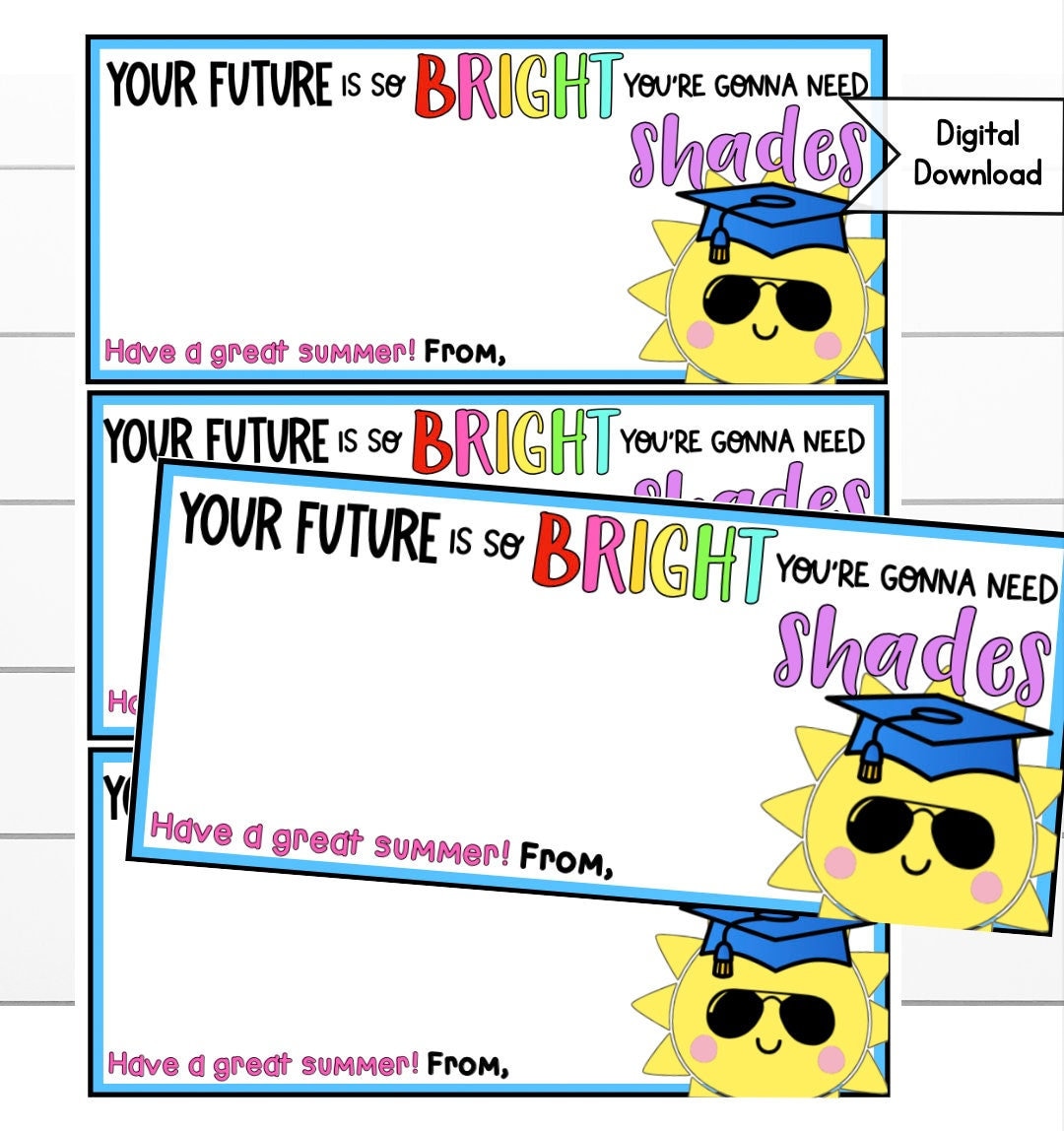 Graduation Sunglasses Gift Tag: End of Year Printable (digital Download ...