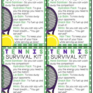 Tennis Survival Kit Printable Gifts for Tennis, Emergency Kit, Sports ...