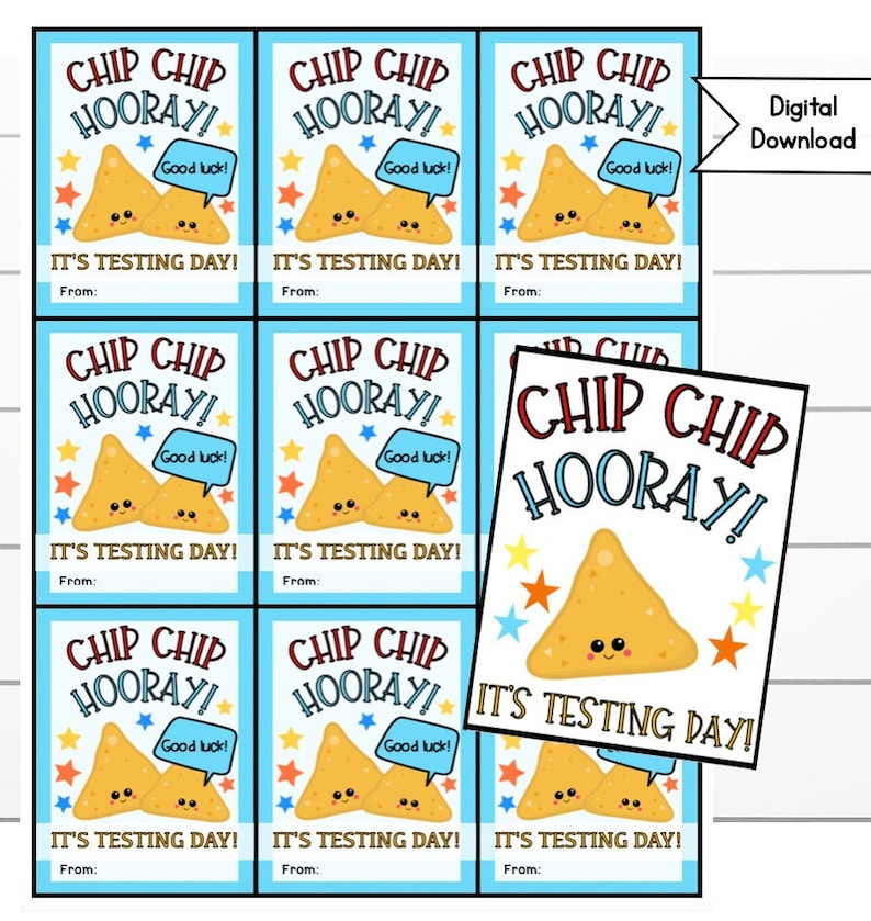 Testing Day Printable Tags Chip Chip Hooray It's Testing - Etsy