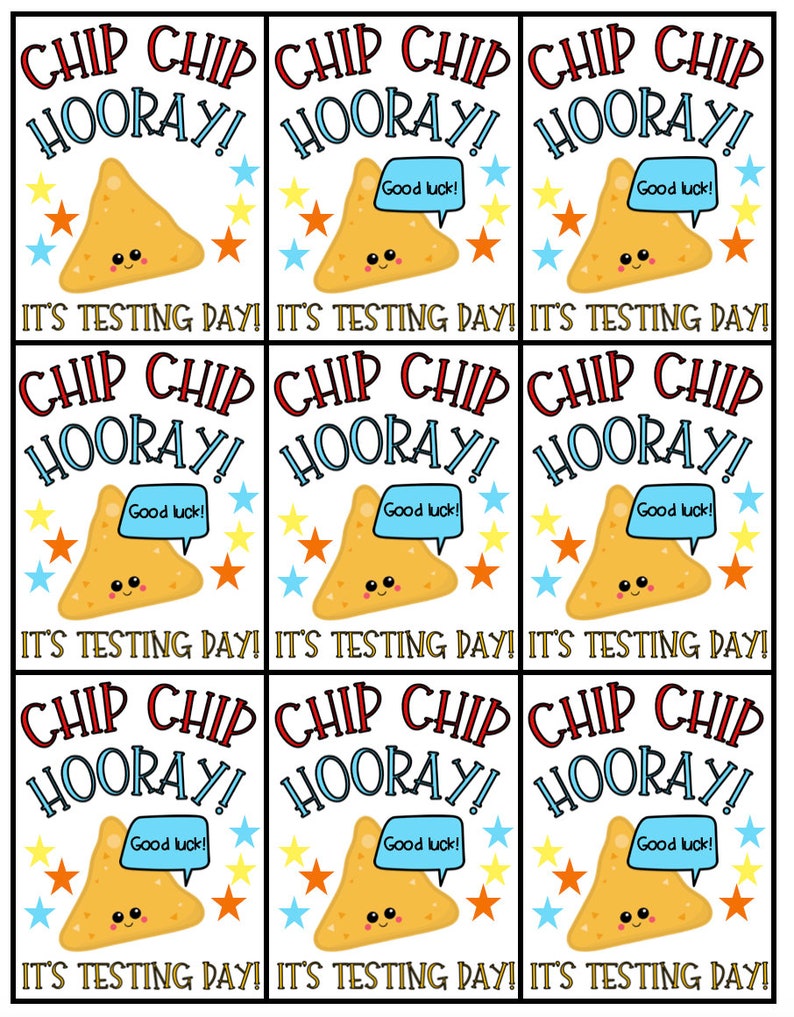 Testing Day Printable Tags Chip Chip Hooray It's Testing - Etsy