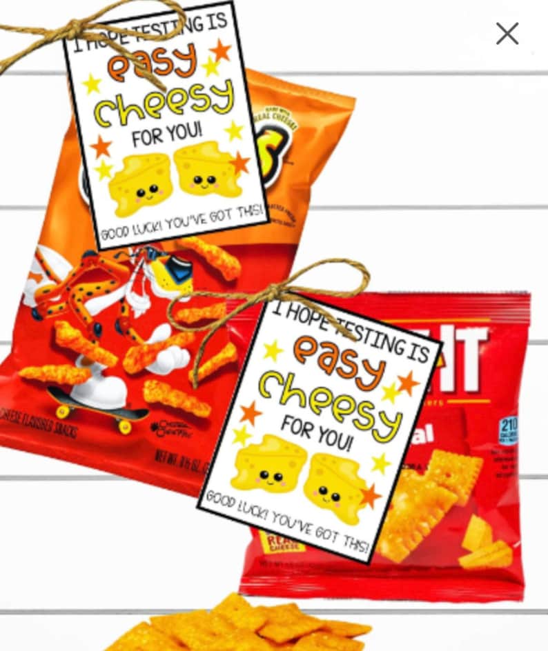 Cheesy Testing Day Gift Tags: Printable Snack Tags (digital Download ...