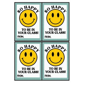 Teacher Back to School Gift Tag, Smiley Face Design (digital Download ...
