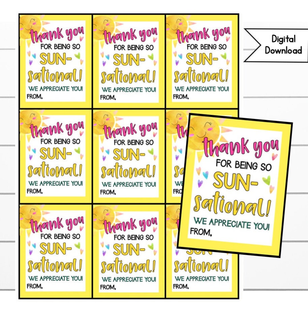 Sun-sational Teacher Appreciation Gift Tag (digital Download) - Etsy