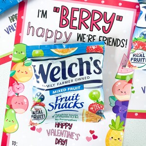 Fruit Snack Valentine Printable: Berry Friends Gift Tag (PDF) - Etsy