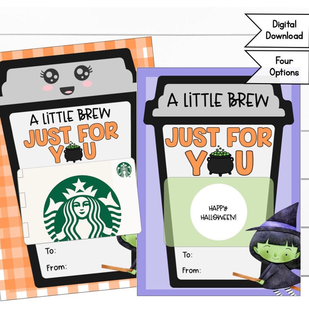 Halloween Coffee Gift Card Holder, Employee Gift, Business Tag, Dunkin ...