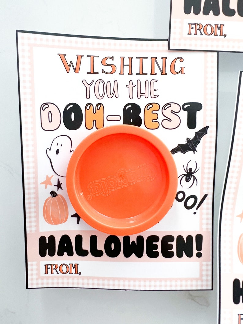 Halloween Playdoh Gift Tag: Printable Class Exchange (digital Download ...