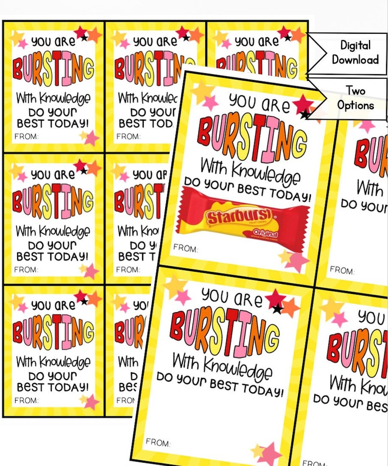 Starburst Testing Day Printable Tags Digital Downloads - Etsy