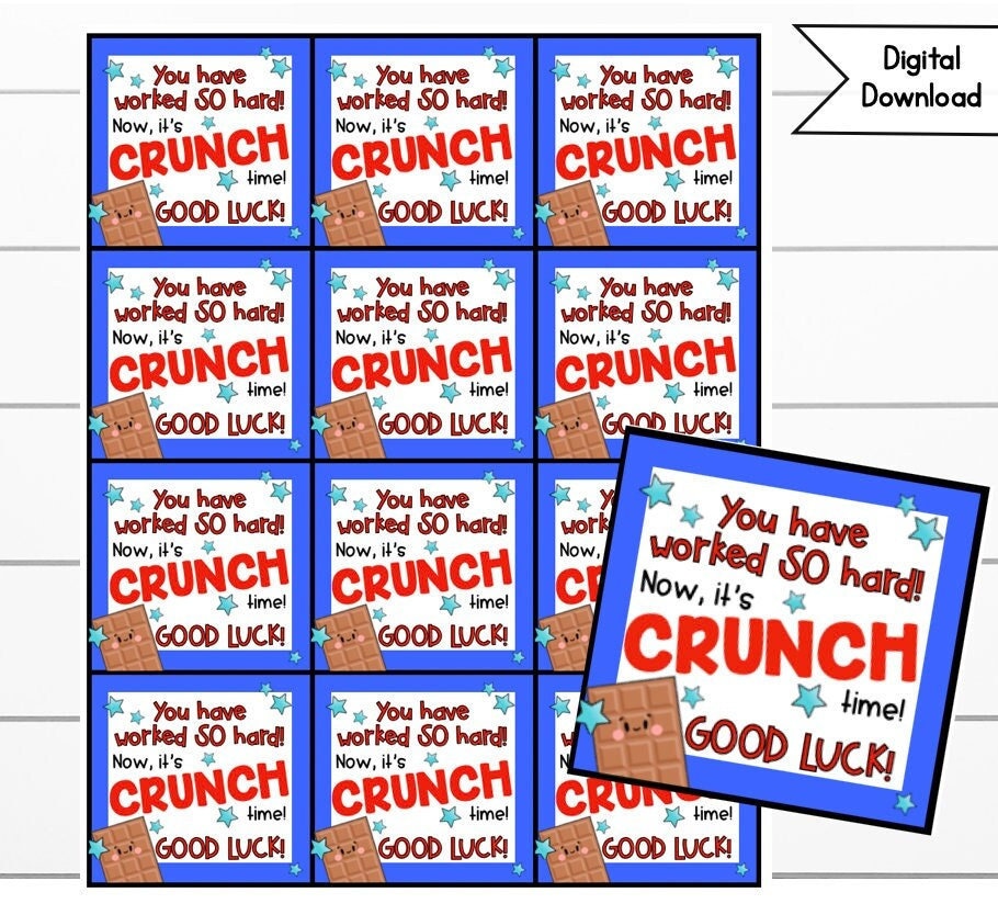 Sport or Testing Day Printable Tags, Crunch Bar Digital Download ...