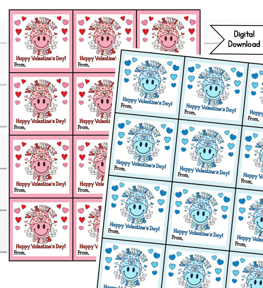 Groovy Valentine's Day Gift Tags, Printable Classroom Exchange (digital ...