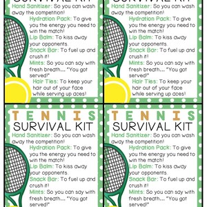 Tennis Survival Kit Printable Gifts for Tennis, Emergency Kit, Sports ...