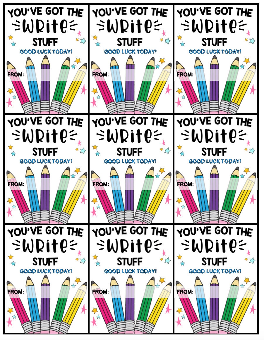 Pencil Good Luck Tag Testing Day Printable Tags You've - Etsy
