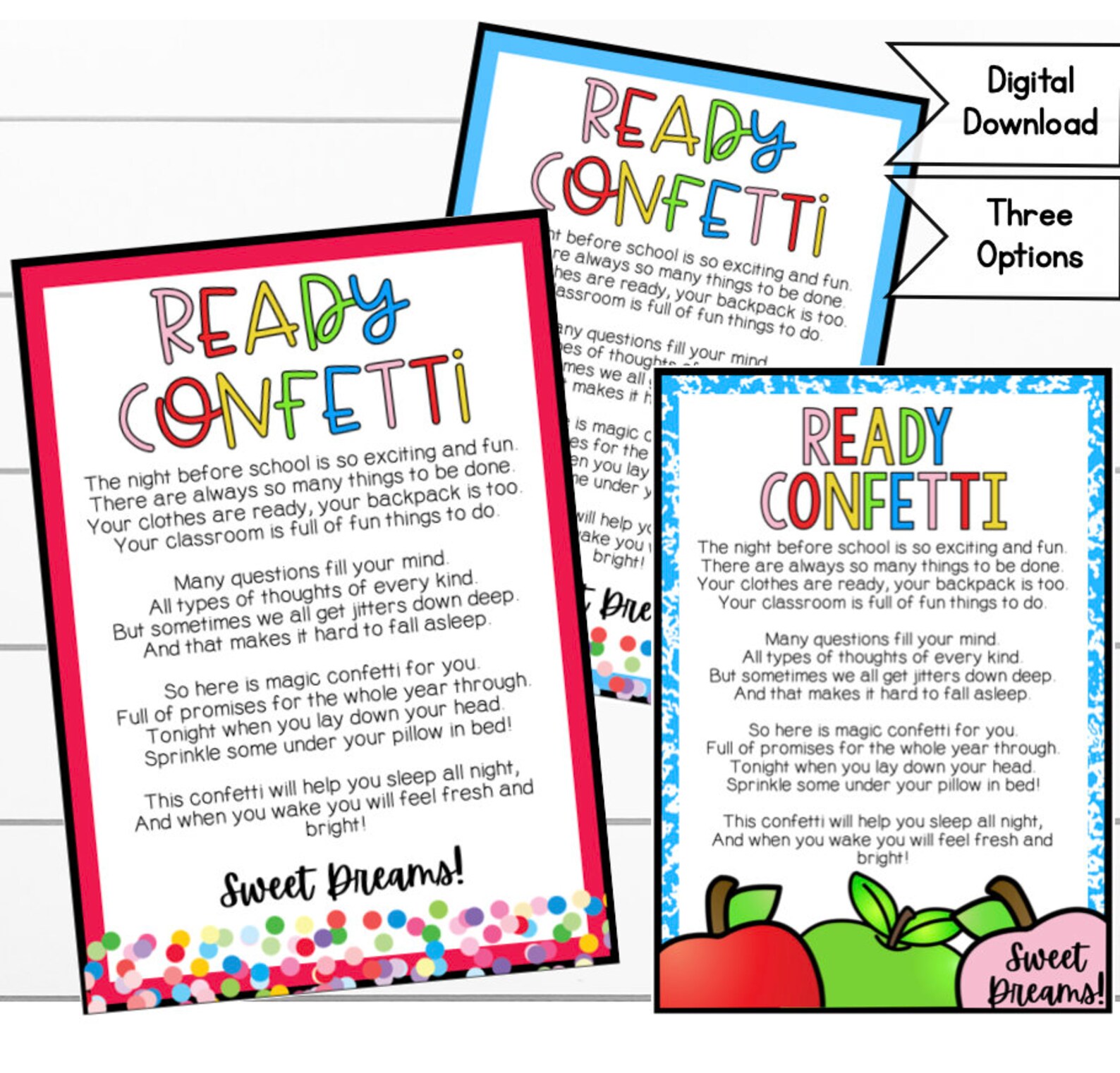 Ready Confetti Gift Tag: Night Before School Poem (digital Download) - Etsy